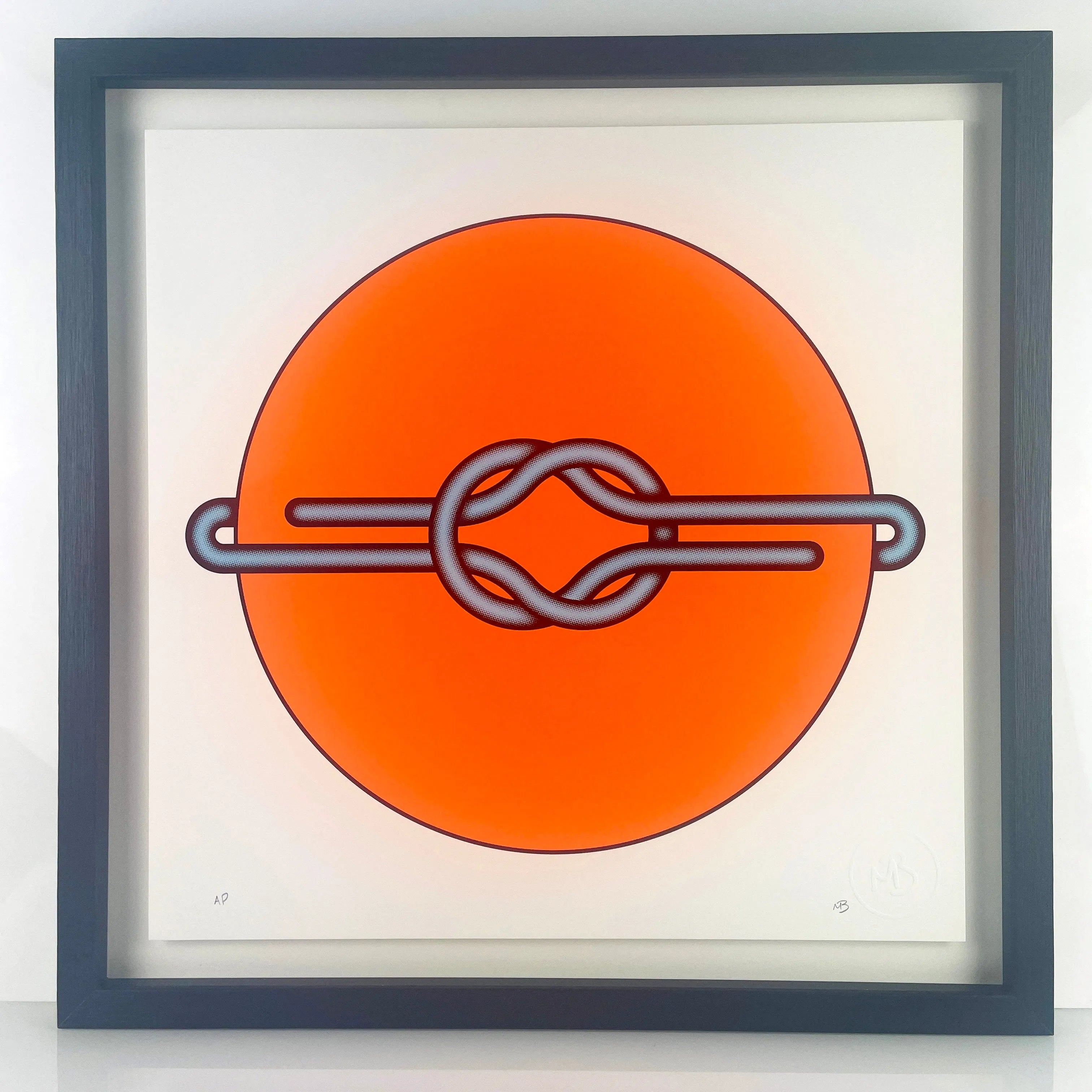 Mark Beattie Love Knot (Blue in Orange) Screenprint For Sale ...