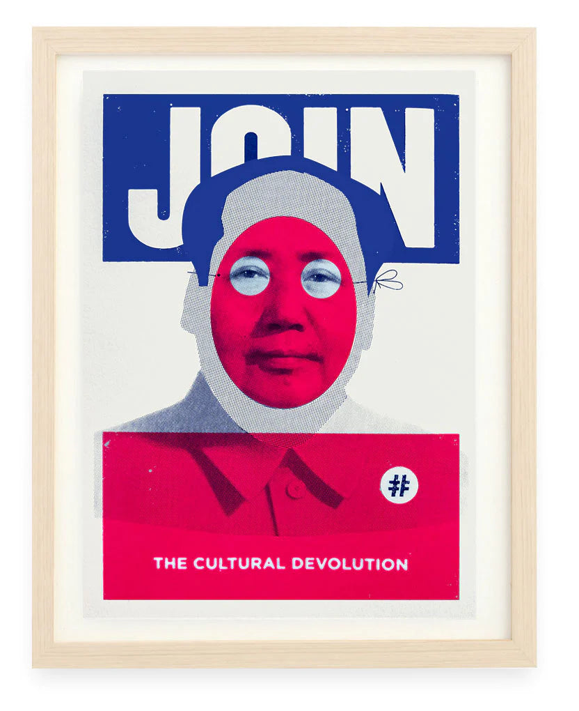 Join The Cultural Devolution - Mao - Heath Kane Prints for Sale - Present Mao - Blue and Pink ...